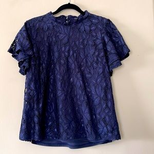 Primark | Tops | Primark Women Navy Blue Lace Blouse | Poshmark